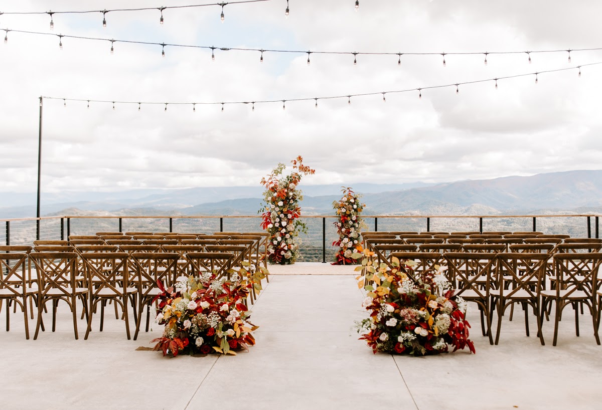 Fun Cocktail Style Reception Overlooking the Smoky Mountains